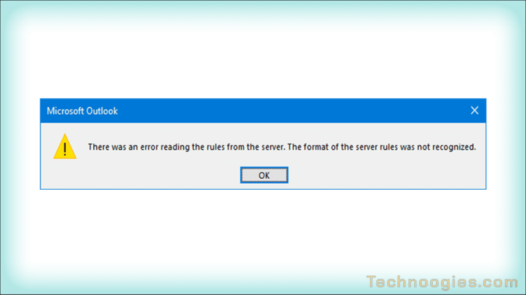 Outlook Error Reading The Rules From The Server | Https://technoogies.com